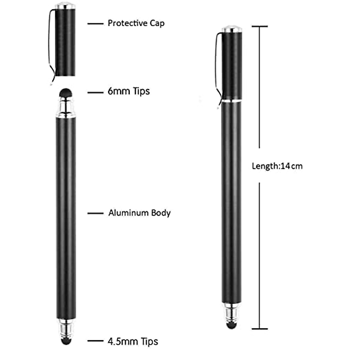Stylus Compatible with Amazon Fire 7 Kids Edition (2019 Release)/ Kindle Fire HDX 8.9 (2013 Release),7 (2013 Release) - Touch Screen Pen Fiber Tip Aluminum Lightweight Black