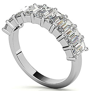 Love Band Excellent Emerald Brilliant Cut 1.30 Carat, Moissanite Diamond Promise Band, Prong Set, Eternity Sterling Silver Band, Valentine's Day Jewelry Gift, Customized Band For Her (7)