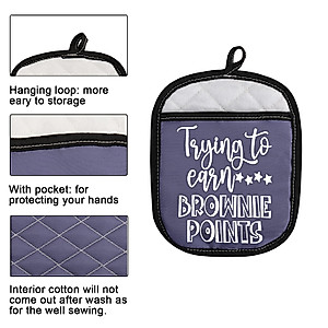 Oven Pads Pot Holder with Pocket for Teacher Trying to Earn Brownie Points Teacher Gift (Brownie Points)