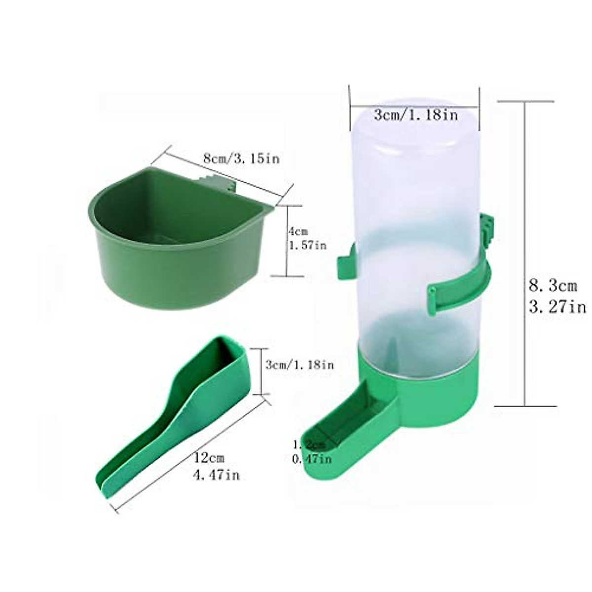 Small Bird Feeder Bird Water Dispenser for Cage, Plastic Bird Water Feeder and Food Feeding Cup Set for Parrots Parakeet Finch