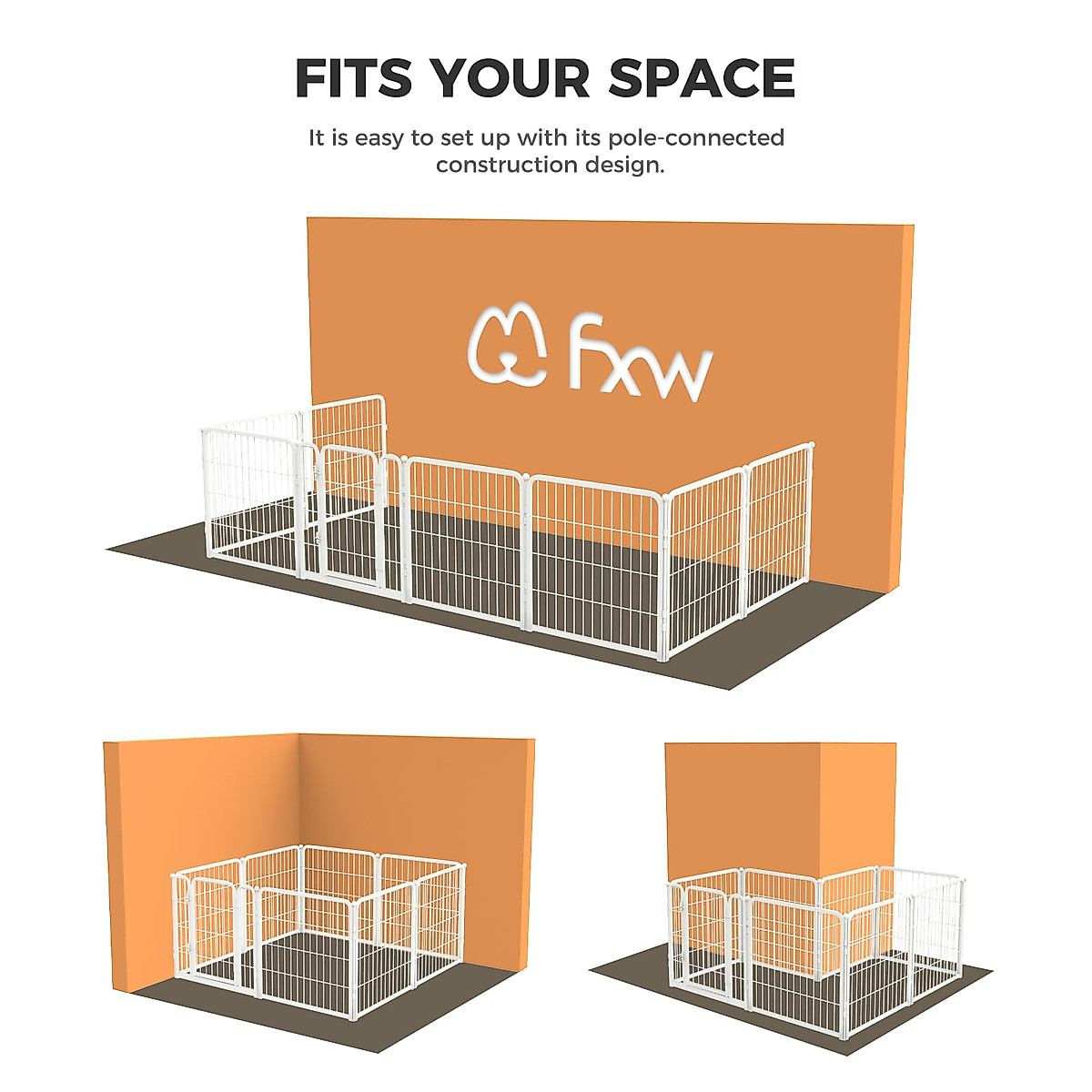 FXW Homeplus Dog Playpen Designed for Indoor Use, 24" Height for Puppy and Small Dogs, White│Patented