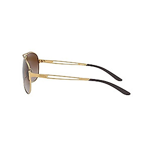 Oakley Women's OO4054 Caveat Aviator Sunglasses, Polished Gold/Dark Brown Gradient, 60 mm
