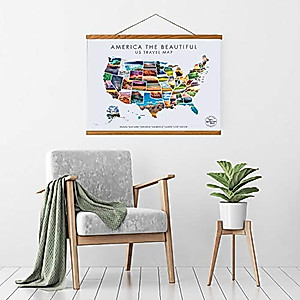 America The Beautiful USA Scratch Off Map + Magnetic Frame Kit- Interactive Travel Scratch Off Poster Reveals Beautiful Nature Photography - Beautiful Travel Map is a Great Gift for Travelers