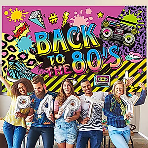 80's Party Decorations, Extra Large Fabric Back to The 80's Hip Hop Sign Party Banner Photo Booth Backdrop Background Wall Decorating Kit for 80's Party Supplies, 70.8 x 43.3 Inch