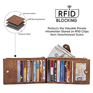 CLUCI Women's Wallet Leather Slim Wallet for Women RFID Blocking with Multi Credit Card Holder Zipper Pocket