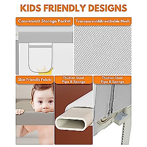 Athradies Bed Rails for Toddlers, 3 PCS Extra Long Toddler Bed Rails for Kids, Height Adjustable Baby Bed Rail Guard, Bed Rails for Full Size Bed