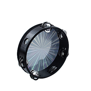 AUEAR, Double Row Jingles Handheld Tambourine Creative Wooden Drum for Adults Percussion Musical Educational Toy Party Game Church (1-Pack, 8 Inch, Reflective)