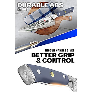 Dalstrong Chef Knife - 8 inch Blade - Shogun Series - Japanese AUS-10V Super Steel Kitchen Knife - Lightblue Handle ABS - Damascus - Razor Sharp Chef's Knife - Professional Full Tang Knives - Sheath