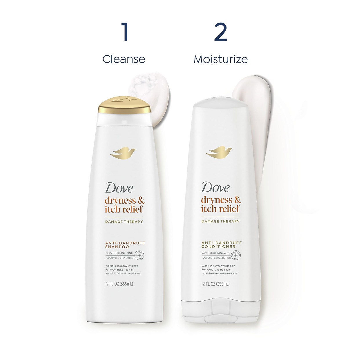 Dove Damage Therapy Derma Conditioner Dryness + Itch for Flaky Scalp with Pyrithione Zinc and Coconut Oil 12 Fl Oz