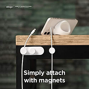 elago Magnetic Cable Management Buttons, Magnetic cable holder, Organize 3 Cables, Powerful magnets, Reusable Sticker Attaches to Surface, Desk Organization (Black)