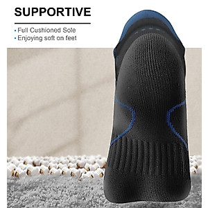 KEMISANT Mens Running Socks 6 Pairs-Athletic Compression Ankle Socks Cushioned for Men Walking-Arch Compression Support(6Pairs,Shoes Size:Men 10-12)