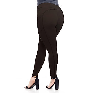 SATINA High Waisted Leggings for Women - Capri, Full Length Compression Leggings with Pockets - Buttery Soft, Tummy Control Black Workout Leggings - Plus Size Yoga Pants Women
