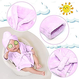 SPOKKI Newborn Photography Props Newborn Girl Photoshoot Outfits Crochet Baby Curler Hat with Makeup Brush for Infant Boys Girls (Purple)