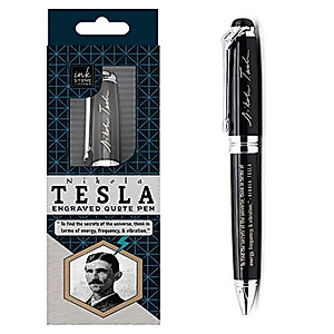 Nikola Tesla Engraved Quote Pen - To Find the Secrets of the Universe, Think in Terms of Energy, Frequency, Vibration. - Gifts for Scientists Engineers Nerds Inventors Intellectuals
