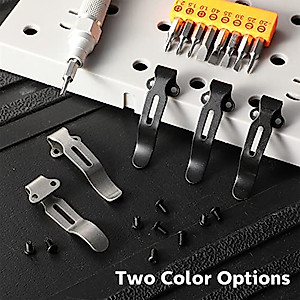 Zhehao 6 Pieces Deep Carry Pocket Clip Compatible with 535 Knife Pocket Knife Clip Knife Screw Clips for DIY Folding Knives with 16 Screws, Stonewash and Black Color