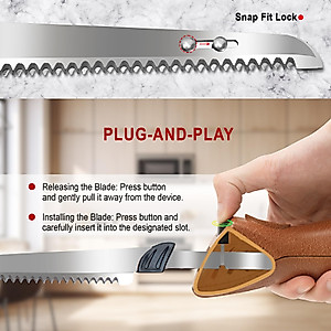 Zuplo Electric Knife - Electric Carving Knife for Meat Slicing, Bread Slicing, Ergonomic Handle with 2 Stainless Steel Blades for Sliced Meat & Bread(Faux Leather Texture)