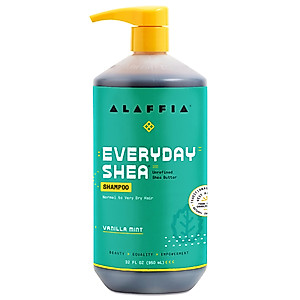 Alaffia EveryDay Shea Shampoo, Gently Cleansing Shampoo for Normal to Dry Hair, Made with Fair Trade Shea Butter, Cruelty Free, Vegan, No Parabens, Vanilla Mint 32 Fl Oz