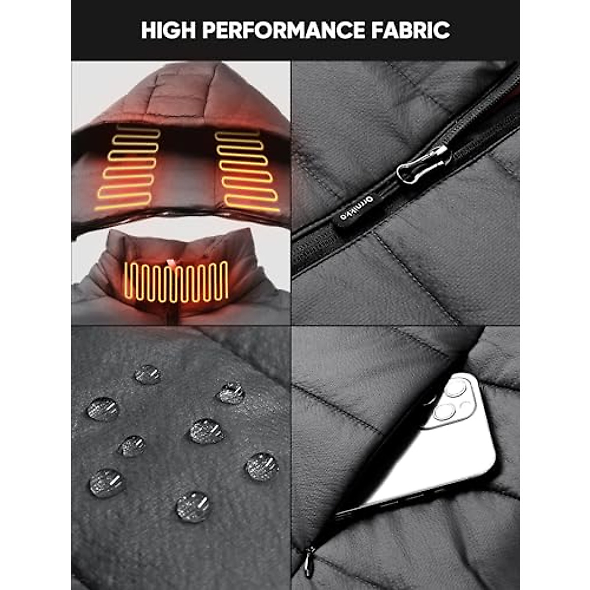 ORRNIKKO [2024 All-New] Heated Vest Women - Detachable Heated Hood, With 7.4V 16000mAh Battery Pack, Womens Heated Vest