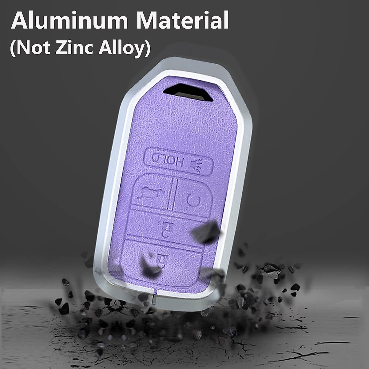 Yuebutor Aluminum Alloy Key Fob Cover Case Compatible with Honda Accord Civic Pilot CRV HRV CRZ Fit Odyssey Passport Jed Crider Crosstour Crider Spirior Accessories (Purple)