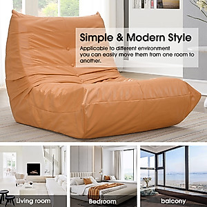 FIQHOME, Comfy Oversized Lazy, Modern Armless Lounge Chair with Backrest Retro Single-Seat,100% Sponge-Filled Sofa for Living Room,Bedroom,Salon,Office,Orange