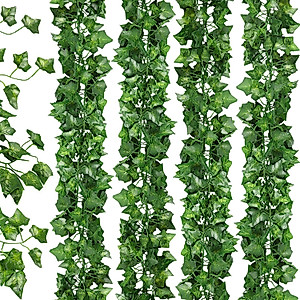 SO CAL PRO Fake Ivy Leaves Artificial Ivy Greenery Vines for Room Decor Leaves Room Decor Fake Leaves Ivy Eucalyptus Garland Faux Vines Wedding Decor (6 Strands of Ivy)