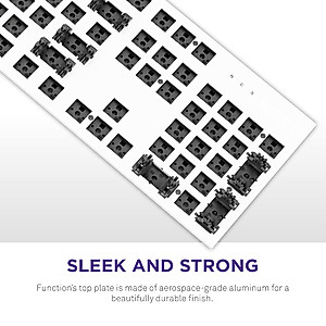 NZXT Function Full-Size Wired Gaming Keyboard – Gateron Red Mechanical Switches - Linear, Fast, and Quiet – Hot-Swappable – RGB Backlit – Aluminum Top Plate – Sound Dampening Foam – Wrist Rest – White