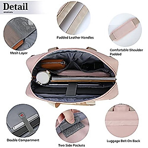 Laptop Bag 15.6 Inch Shoulder Bag with Cable Organize Bag Waterproof Laptop Sleeve Case for Women Business Briefcase College 14-15.6 Inch Laptop Carrier Pink