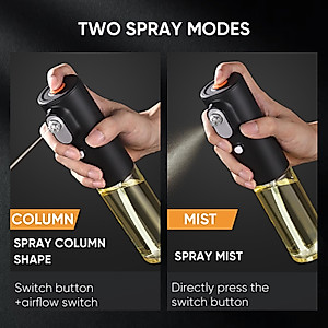 Oil Sprayer for Cooking - Electric Olive Oil Sprayer - Continuous Spray with Portion Control - Oil Spray Bottle - Two Spray Methods, Kitchen Gadgets Accessories for Air Fryer(Glass Bottle, USB, 200ML)