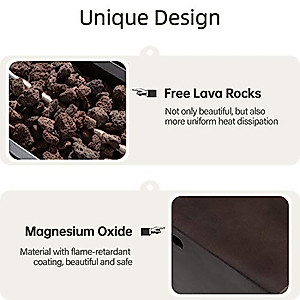 HOMPUS Propane Fire Pits For Outside 56-inch x 28-inch Rectangle 50,000 BTU Bronze Concrete Patio Fire Table with Tank Cover,Wind Guard,Lava Rocks and Rain Cover,Gas Fire Pit for Outdoor,Deck,Backyard