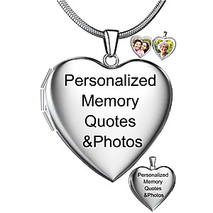 Fanery Sue Heart Locket Necklace That Holds Pictures, Customized Locket Necklace Personalized Lockets with Picture inside, Silver Gold Locket Memory Gifts for Women (Silver Glossy)
