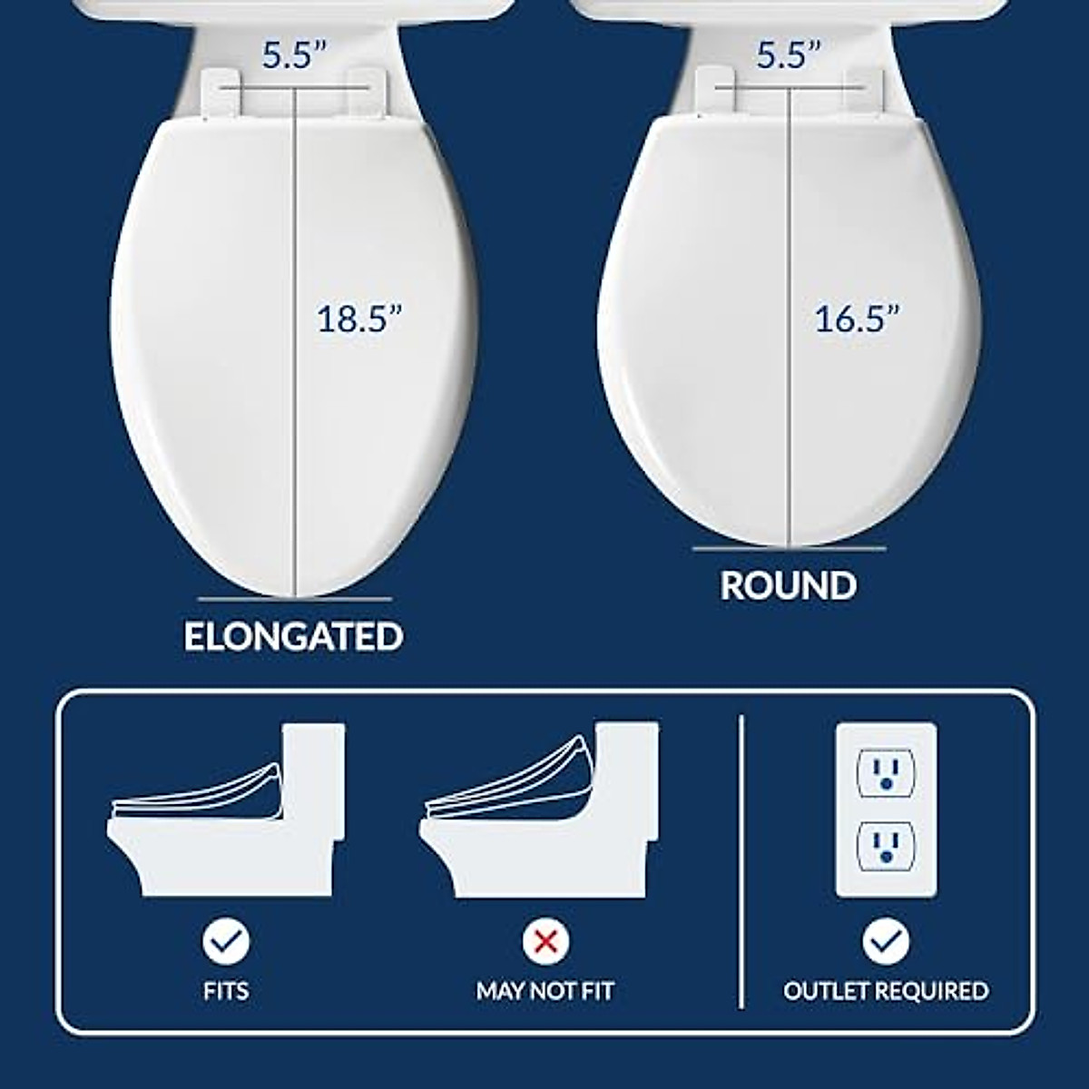 Bio Bidet Slim Two Electric Bidet Toilet Seat Round, Warm Water, Heated Seat, Night Light, Front and Rear Wash, Wireless Remote Control, White