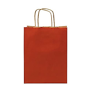Red Gift Bags - 8x4x10 Inch 50 Pack Small Kraft Paper Shopping Bags with Handles, Craft Totes in Bulk for Boutiques, Small Business, Retail Stores, Birthday Parties, Christmas, Valentines, Holidays