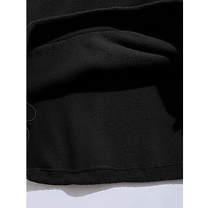 ZAFUL Men's Fluffy Polar Fleece Sweatshirt NEW YORK Embroidery Colorblock Half Zip Unisex Hoodie Black M