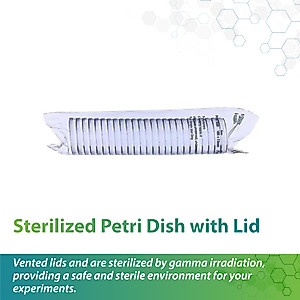 Olympus Petri Dish - Transparent Labs - 90x15mm Petri Dish with Lid - 10 Dishes Per Sanitized Sleeve - 500 Petri Dishes Per Unit