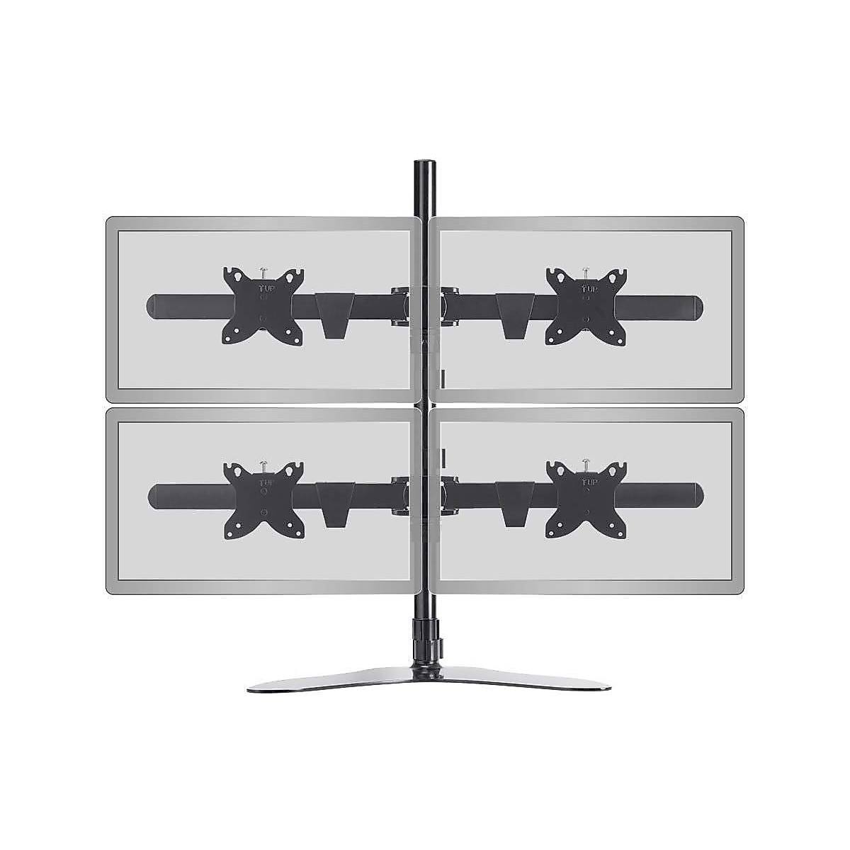Monoprice Quad Monitor Free Standing Desk Mount - Height Adjustable, for 15-30 Inch Monitors, Black