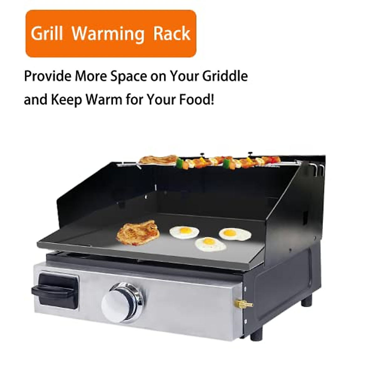 Petrirufun Universal Wind Guard and Griddle Warming Rack Set for Griddle From 16" to 28" without Hood, Wind Screen and Cooking Grid Griddle Parts for Blackstone 17“ and Other Griddle With Front Grease