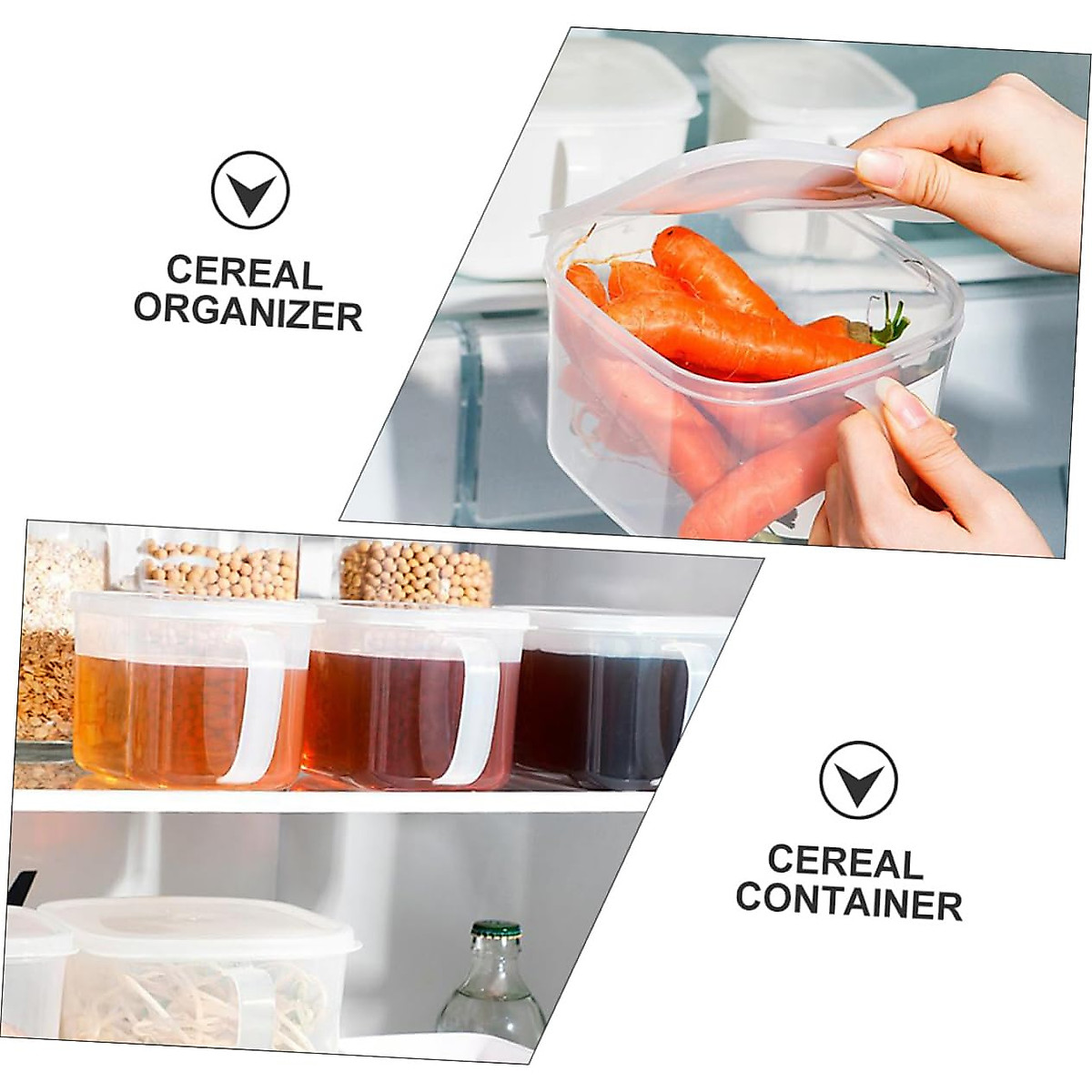 IMIKEYA Airtight Food Storage Container Handles 2-piece Set Home Food Containers Dry Food Can Kitchen Snack Box Plastic