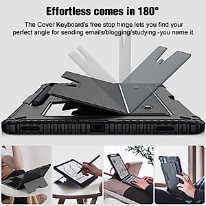 Nillkin Galaxy Tab S7 FE Keyboard Case 12.4 inch with Multi-Touch Trackpad and Camera Cover Compatible with Galaxy Tab S8 +/S7 +, Detachable Folio Keyboard Cover with S Pen Holder