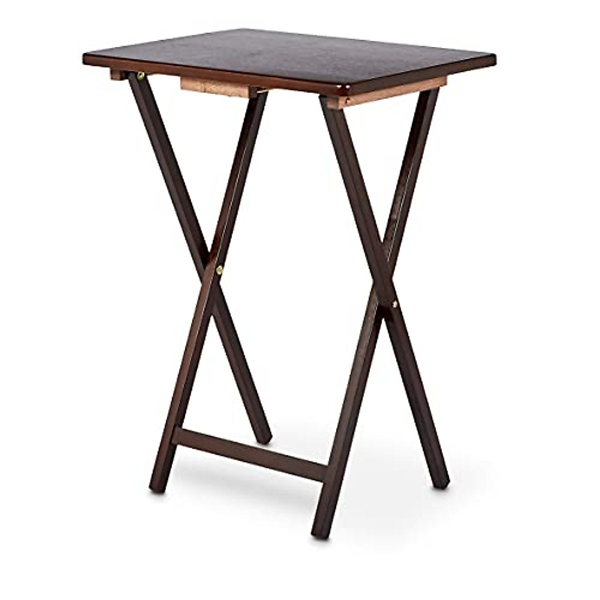 Amazon Basics Classic TV Dinner Folding Trays with Storage Rack - 4-Pack, Espresso