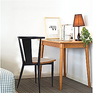 KARMAS PRODUCT 2 Pack Stackable Metal Dining Chairs with Solid Wooden Seat,Restaurant Bistro Cafe Side Chairs,Weight Capacity 500lbs,Black