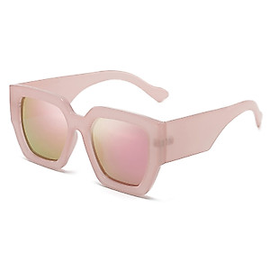 Oversized Square Polarized Sunglasses for Women Trendy Classic Retro Large Frame Black Sunglasses Ladies Shades UV400 Protection