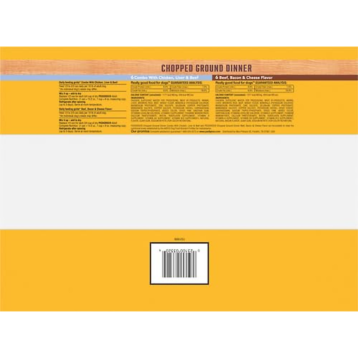 Pedigree Ground Dinner Wet Dog Food Variety Pack, Chicken, Beef and Liver, Beef, Bacon and Cheese, 13.2 Ounce (Pack of 12)