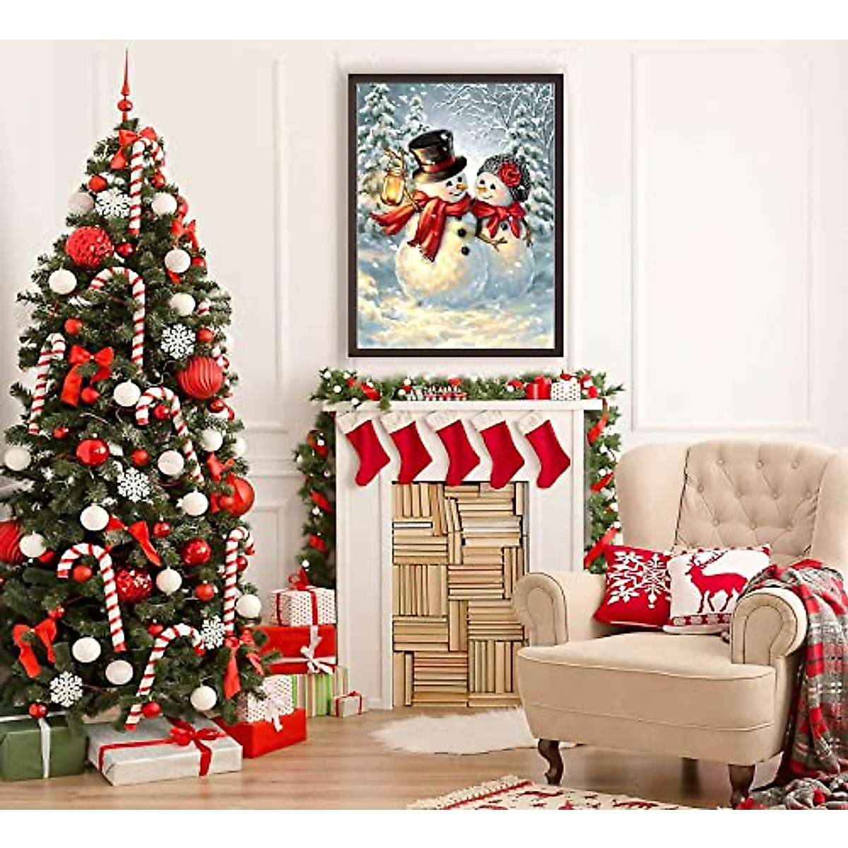 Snowman Diamond Painting Kits,Winter Diamond Art Kit for Adults,5D Christmas Diamond Dots Full Drill Round for Parents-Children Interrction,Wall Decor,Gift,Relaxing(12x16) (Snowman-Love)