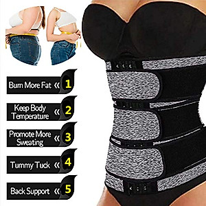 Women's Waist Trainer Corset Trimmer Belt Slimming Body Shaper Sports Girdle Waist Cincher Shapewear Grey