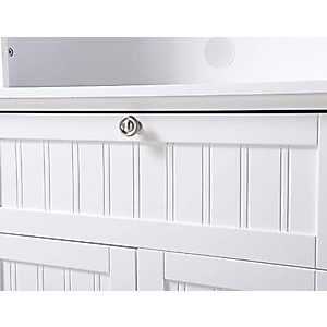 American Furniture Classics OS Home and Office Buffet and Hutch with Framed Glass Doors and Drawer, Large, White