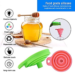 Kitchen Silicone Collapsible Funnel Set of 3,Small and Large,Flexible-Foldable-Cooking-Food-Grade Funnels for Filling Small or Mini Bottles,Perfume,Filling Capsules,Fry Oil Filter,Essential Oil,Spice