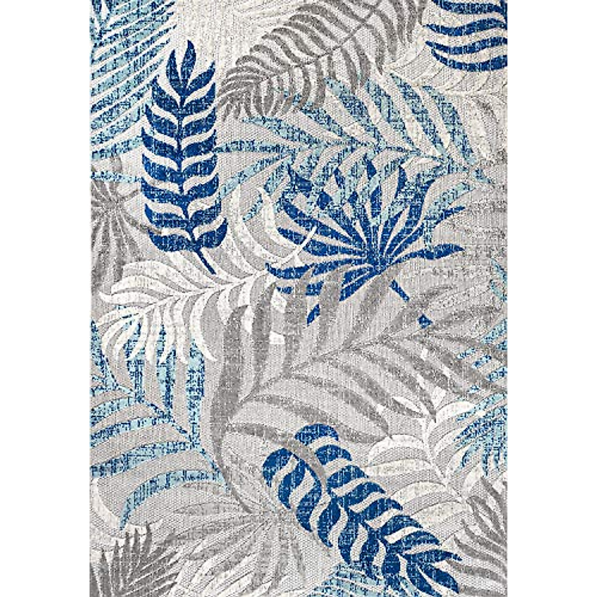 JONATHAN Y AMC100A-8 Tropics Palm Leaves Indoor Outdoor Area-Rug Bohemian Floral Easy-Cleaning High Traffic Bedroom Kitchen Backyard Patio Porch Non Shedding, 8 X 10, Gray/Blue