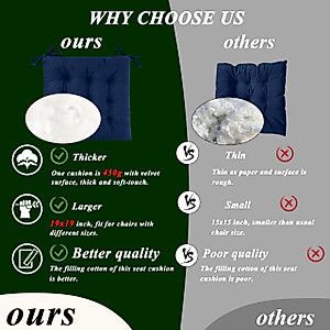 FlyGulls Rocking Chair Cushions Indoor Velvet Chair Pads High Back and Seat Cushion 2 Piece Set Navy