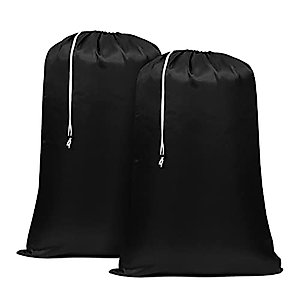 Nylon Laundry Bag,Laundry Bags,Extra Large Laundry bag, Draw strings Laundry bag,Home dry Cleaning Storage Bag,Hotels Laundry Bag,30x40 Laundry Bag- Black Set of 2
