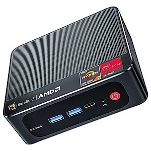 Beelink Mini PC AMD Ryzen 7 5800H Up to 4.4GHz 8C/16T,Mini Desktop Computers 16GB DDR4 RAM/500GB M.2 2280, 4K FPS/60Hz Dual HDMI+Type-C/WiFi 6(802.11ax)/BT5.2 Mini Computers That Supports 2.5-inch HDD